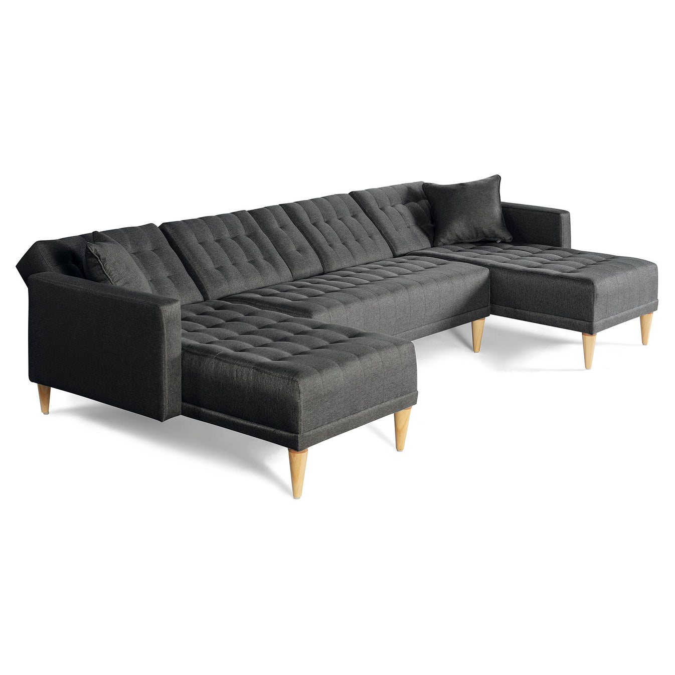 Sala Modular Doble Chaise Marietta Color Gris Oxford | Makora