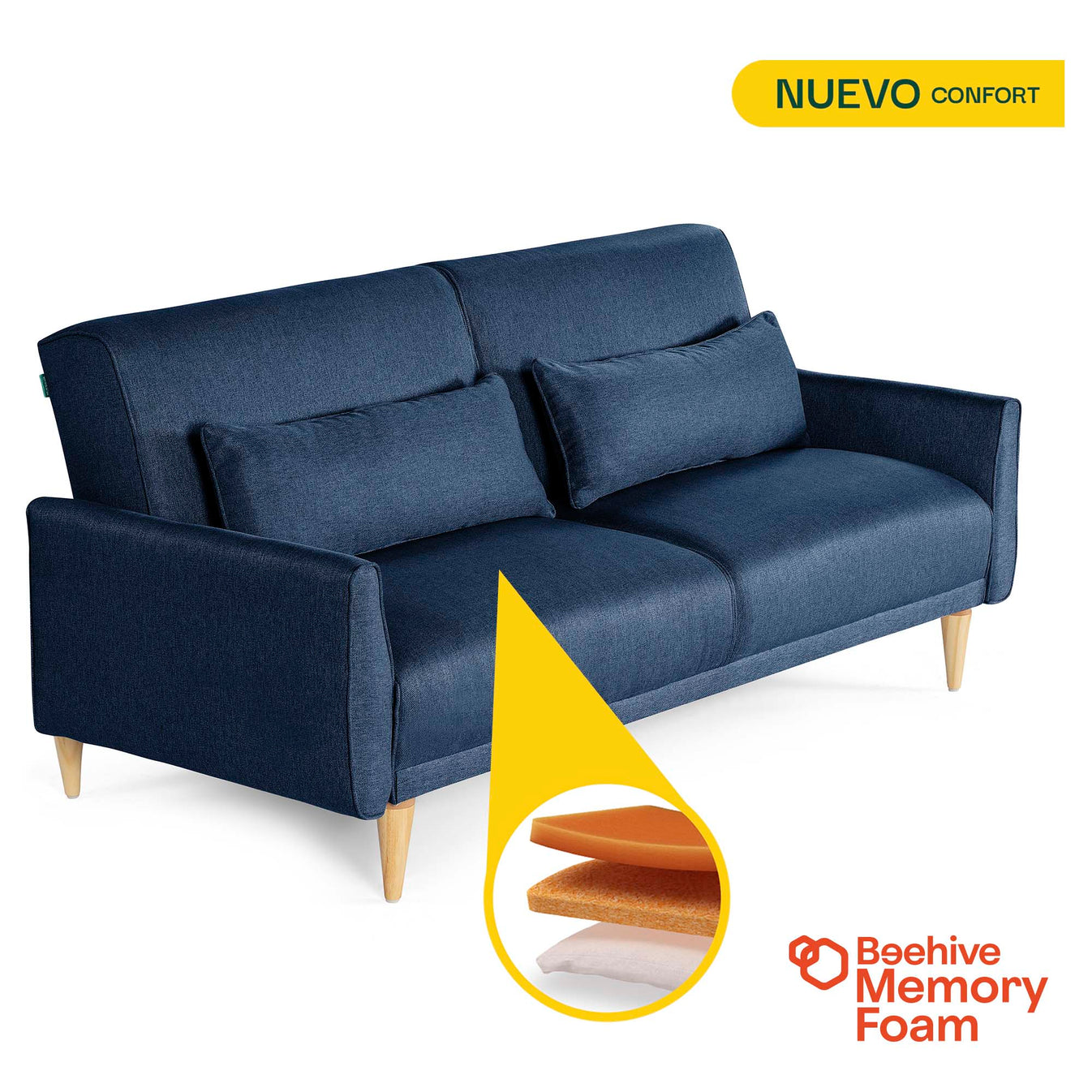 Sofá Cama Anicka Color Azul | Makora