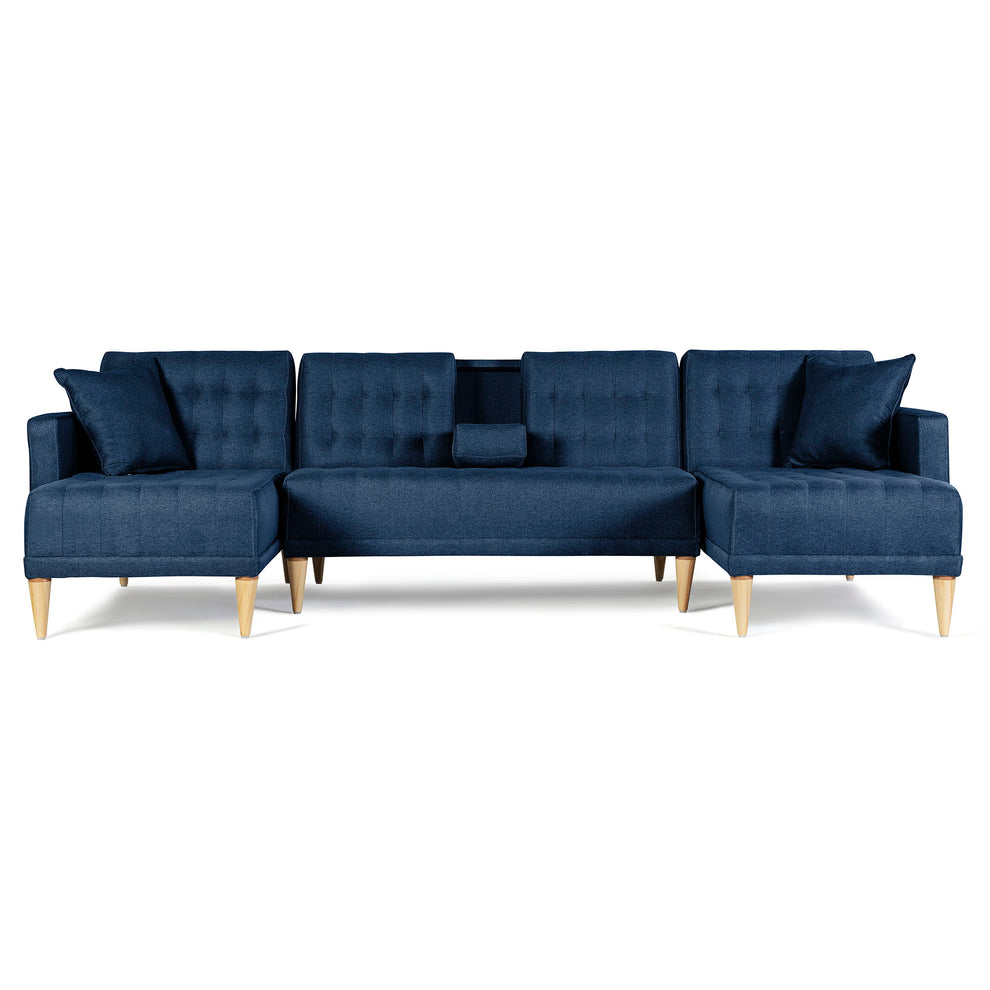 Sala Modular Doble Chaise Marietta Color Azul | Makora