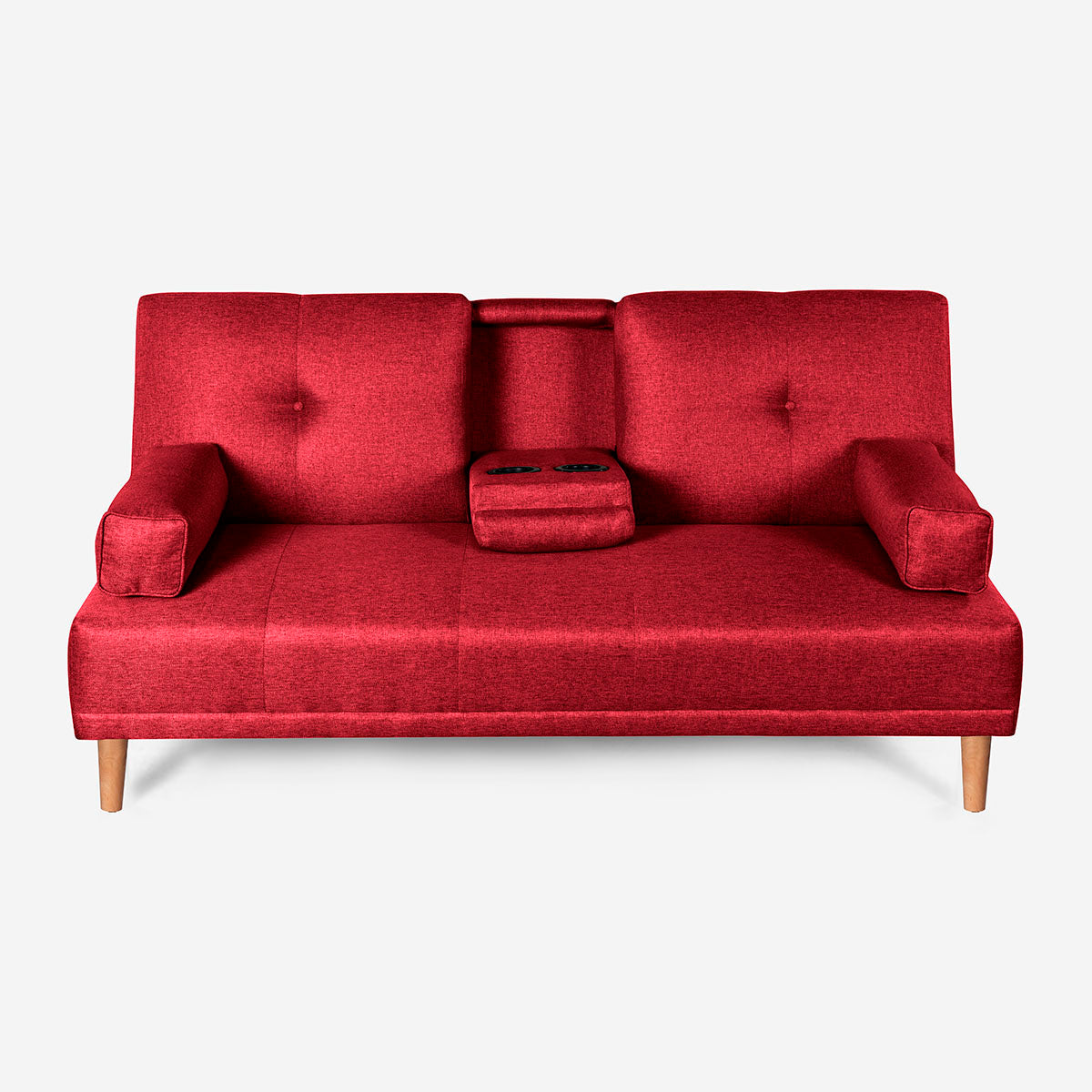 Sofá Cama Makora Coffey Rojo Lino De 2 Plazas Con Portavasos Makora